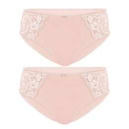 SuSa Damen Slip "2er Pack Damen Slip Latina", Gr. 40, beige, Obermaterial: 78% Polyamid PA. 16% Elasthan EL. 6% Baumwolle CO., Unterhosen