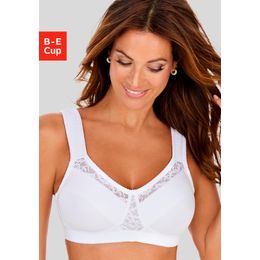 Damen Entlastungs-BH, PETITE FLEUR BY LASCANA, Gr. 80, wei&szlig;, Spitze, Obermaterial: 80% Baumwolle, 15% Polyamid, 5% Elasthan, BHs, ohne B&uuml;gel, mit