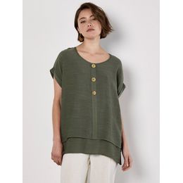 Apricot Damen Blusentop "Mehrlagiges Blusentop", gr&uuml;n, Gr. 38, unifarben, gewebt, Obermaterial: 65% Viskose CV. 35% Nylon NY., Blusen, mit