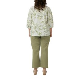S.OLIVER CURVE Damen Schlupfblusewei&szlig; gr&uuml;n, Gr. 50, gebl&uuml;mt, Web, Obermaterial: 60% Viskose, 40% Baumwolle, Blusen, 3/4-Arm mit Viskose/Gro&szlig;e Gr&ouml;&szlig;en