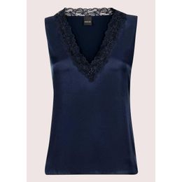 Madeleine Mode MADELEINE Damen Tr&auml;gertop "Top Lingerie-Top aus Seidensatin", blau, Modern, Gr. 38, Obermaterial: 92% Seide silk. 8% Elasthan EL., Tops, edle Spitze