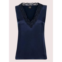 Madeleine Mode MADELEINE Damen Tr&auml;gertop "Top Lingerie-Top aus Seidensatin", blau, Modern, Gr. 38, Obermaterial: 92% Seide silk. 8% Elasthan EL., Tops, edle Spitze