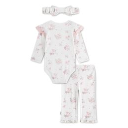 M&auml;dchen Body & Hose "HUGG PANT SET + ATTACHMENT", rosa, Gr. 5, HUGGIES BABYWEAR, gebl&uuml;mt, gemustert, Jersey, Obermaterial: 100% Baumwolle, KOB