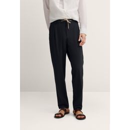 Bugatti Herren Anzughose "Seersucker", schwarz, Gr. 48, unifarben, 62% Polyester, 33% Viskose, 5% Elasthan, Hosen, mit Bundfalte und Stretch-Funktion