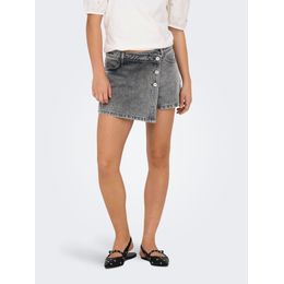 Only Damen Jeansshorts "ONLLESLY REG LB DNM SKORT BJ NOOS", grau, Gr. S, unifarben, Denim/Jeans, Obermaterial: 100% Baumwolle, Jeans, Baumwolle,
