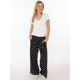 Zwillingsherz Damen Stoffhose "Sommerhose "Punkte"", Gr. S, schwarz-wei&szlig;, Web, Obermaterial: 100% Viskose, Hosen, allover-Punktemuster, elastischer