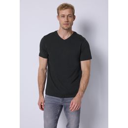 Street One MEN Herren T-Shirt, schwarz, Gr. XL, unifarben, Web, 100% Baumwolle, Shirts, mit V-Ausschnitt