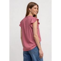 Street One Damen Kurzarmbluseblush berry, Gr. 36, unifarben, Web, Obermaterial: 100% Viskose, Blusen, Sommerbluse mit Volant-&Auml;rmeln