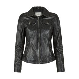 7eleven Damen Lederjacke "SEPRIA", schwarz, Gr. 42, uni, Obermaterial: 100% Lammleder LEL. Futter: 100% Polyester PES., Jacken, mit hochschlie&szlig;barem