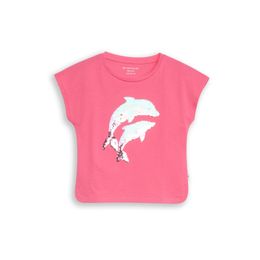 Tom Tailor T-Shirt M&auml;dchen Gr&ouml;&szlig;e 116/122 hellbraun / pitaya / silber