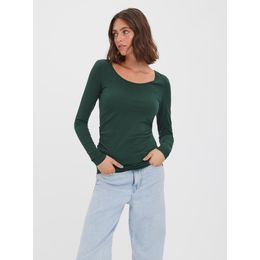V&eacute;ro Moda VERO MODA Damen Langarmshirt "VMMAXI MY LS SOFT LONG U-NECK NOOS", gr&uuml;n, Gr. S, unifarben, Jersey, Obermaterial: 95% Baumwolle, 5% Elasthan, Shirts,