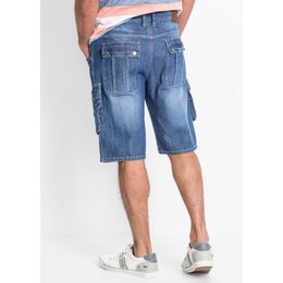 bonprix Herren Bermudasblau denim, Gr. 48, Obermaterial: 98% Baumwolle, 2% Elasthan, Hosen, mit Used-Effekt, regular fit, aus Baumwolle