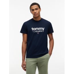 Tommy Jeans Herren T-Shirt "TJM SLIM GRAPHIC", blau, Gr. M, Single Jersey, Obermaterial: 100% Baumwolle, Shirts