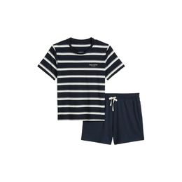 Marc O'Polo MARC O'POLO Herren Shorty "Mix N Match Cotton", Gr. L, blau, Single Jersey, Obermaterial: 100% Baumwolle, Homewear-Sets, mit gestreiftem Oberteil,