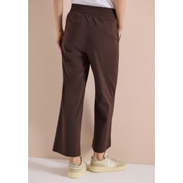 Cecil Damen Stoffhose, braun, Gr. L, unifarben, Web, 66% Baumwolle, 30% Polyester, 4% Elasthan, Hosen, High Waist