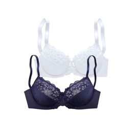 Damen B&uuml;gel-BH, PETITE FLEUR BY LASCANA, Gr. 85, blau, Spitze, Obermaterial: 90% Polyamid, 10% Elasthan, BHs, mit elastischer Spitze, Dessous &ndash; ideal