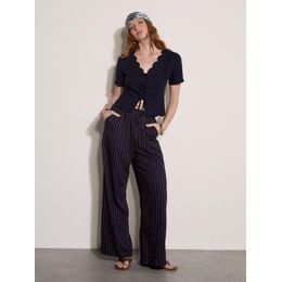 Apricot Damen Klassische Bluse "Top aus Leinenmischung", blau, Gr. 40, uni, gewebt, Obermaterial: 73% Viskose CV. 27% Leinen LI., Blusen, mit