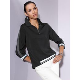 CR&Eacute;ATION L CREATION L Damen Sweatshirt, schwarz, Gr. 40, gemustert, unifarben, 50% Modal, 44% Polyester, 6% Elasthan, Sweatshirts