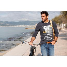 MAN'S WORLD MAN'S WORLD Herren Langarmshirt "neue Farbe", blau, Gr. 5XL, bedruckt, Single Jersey, Obermaterial: 100% Baumwolle, Shirts, Langarm, bedruckt,