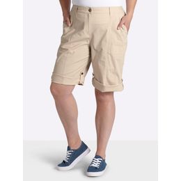 sheego Damen Bermudas, beige, Gr. 56, unifarben, 97% Baumwolle, 3% Elasthan, Hosen