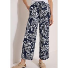 Cecil Damen Stoffhose, blau, Gr. XXL, gemustert, Stoff, 100% Viskose, Hosen, High Waist