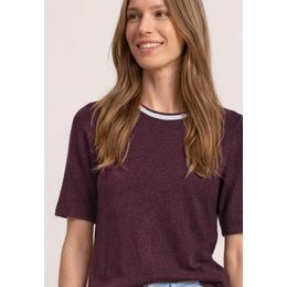 Street One Damen T-Shirt, rot, Gr. 46, unifarben, Stoff, 60% Viskose, 40% Polyester, Shirts, mit Rundhalsausschnitt