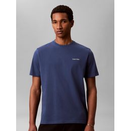 Calvin Klein Herren T-Shirt "SS MICRO LOGO CREWNECK TEE"schwarz denim, Gr. XL, Web, Obermaterial: 100% Baumwolle, Shirts, Regular fit mit