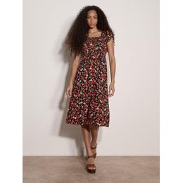 Apricot Damen Midikleid "Milkmaid Ditsy Midi Dress", schwarz, Gr. 40, gemustert, gewebt, Obermaterial: 100% Viskose CV., Kleider, mit Smokdetails