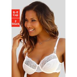 Damen B&uuml;gel-BH, NUANCE BY LASCANA, Gr. 85, wei&szlig;, Spitze, Obermaterial: 68% Polyamid, 25% Polyester, 7% Elasthan, BHs, mit Stickereispitze, als