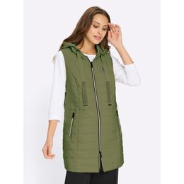 Inspirationen Damen Longweste, gr&uuml;n, Gr. 52, unifarben, 100% Polyester, Westen