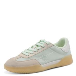 Tamaris Damen Sneaker, Gr. 42, beige, Lederimitat, Textil, Ziegenveloursleder, unifarben mit Farbeins&auml;tzen, Schuhe, Freizeitschuh, Halbschuh,