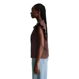 Marc O'Polo Damen T-Shirt "aus weichem Rippjersey", braun, Basic, Gr. XS, MARC O'POLO DENIM, unifarben, Obermaterial: 93% Baumwolle, 7% Elasthan, Shirts