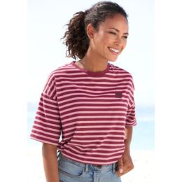 ELBSAND Damen T-Shirt "Kia", rot, Gr. M, gestreift, Jersey, Obermaterial: 50% Baumwolle, 50% Polyester, Shirts, mit halblangen &Auml;rmeln uns