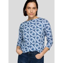 Rabe Damen 3/4-Arm-Shirt, blau, Gr. 52, bedruckt, Web, Obermaterial: 96% Viskose, 4% Elasthan, Shirts, mit All-Over Print