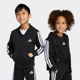 M&auml;dchen Sweatjacke "ESSENTIALS KIDS", schwarz-wei&szlig;, Gr. 122, adidas Sportswear, Obermaterial: 70% Baumwolle, 30% Polyester, Sweatjacken