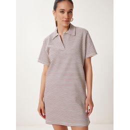 Happiness İstanbul Kleid Damen Gr&ouml;&szlig;e 36 creme / pflaume Sommerkleid