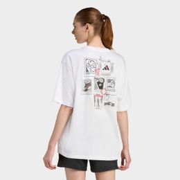 Damen T-Shirt "MINI EMBROIDERY OVERSIZED GRAPHIC"wei&szlig;, pure ruby, Gr. M, adidas Sportswear, Obermaterial: 100% Baumwolle, Shirts