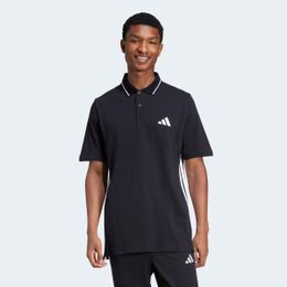 Herren Poloshirt "ESSENTIALS 3-STREIFEN PIQU&Eacute;", schwarz-wei&szlig;, Gr. M, adidas Sportswear, Obermaterial: 100% Baumwolle, Shirts