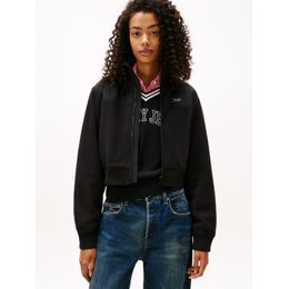 Tommy Jeans Damen Sweatjacke "TJW FABRIC MIX FLEECE ZIP THRU", schwarz, Gr. L, unifarben, Fleece, Sweatware, Obermaterial: 100% Polyester,