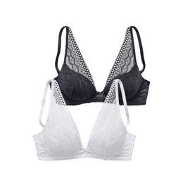 Damen Push-up-BH, PETITE FLEUR BY LASCANA, Gr. 75, schwarz, Microtouch, Obermaterial: 60% Polyamid, 35% Polyester, 5% Elasthan, BHs, in modischem