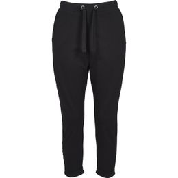 Urban Classics Damen Stoffhose "Urban Classics Damen Ladies Open Edge Terry Turn Up Pants", schwarz, Gr. XS, unifarben, 100% Baumwolle, Hosen
