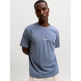 Jack & Jones JACK & JONES Herren T-Shirt "JJESOHO TEE SS CREW NECK NOOS", blau, Gr. XL, bedruckt, Single Jersey, Obermaterial: 100% Baumwolle, Shirts, Baumwolle,