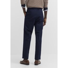 Bugatti Herren Bundfaltenhose "Tapered Fit", blau, Gr. 38, unifarben, 98% Baumwolle, 2% Elasthan, Hosen, aus Baumwoll-Stretch
