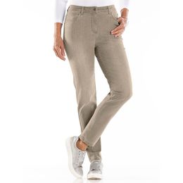 Classic Basics Damen Bequeme Jeans, beige, Gr. 42, unifarben, 97% Baumwolle, 3% Elasthan, Jeans