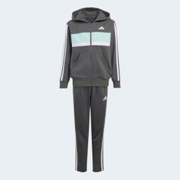 Jungen Trainingsanzug "SEASONAL ESSENTIALS TIBERIO 3-STREIFEN KIDS", grau, Gr. 176, adidas Sportswear, Obermaterial: 70% Baumwolle, 30% Polyester,