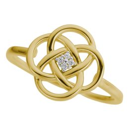 Firetti Damen Fingerring "Schmuck Geschenk Gold 333 Damenring Goldring Knoten", 17, 0,02 P2 = erkennbare Einschl&uuml;sse, Diamanten Gelbgold 333, 1,5mm,