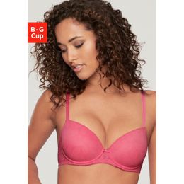 Lascana Damen Schalen-BH, Gr. 75, blau, Spitze, Obermaterial: 81% Polyamid, 19% Elasthan, BHs, mit Spitze in Kussmund-Optik, sexy Dessous, auch f&uuml;r
