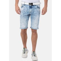 Cipo & Baxx CIPO & BAXX Herren Caprijeans, blau, Gr. 38, Abriebeffekte, Denim/Jeans, Obermaterial: 99% Baumwolle, 1% Elasthan, Jeans