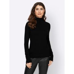 Damen Rollkragenpullover "Rollkragen-Pullover", schwarz, Gr. 48, Ashley Brooke BY HEINE, unifarben, 80% Viskose, 20% Polyamid, Pullover
