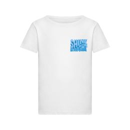 Merchcode T-Shirt 'Shine Bright' M&auml;dchen Gr&ouml;&szlig;e 122/128 azur / wei&szlig;